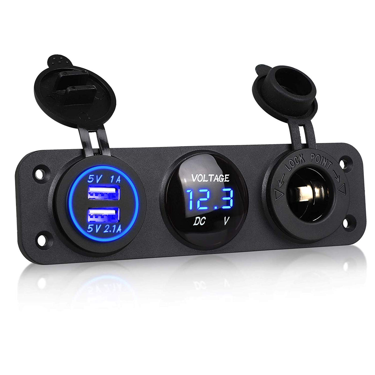 Linkstyle 3 in 1 Charger Socket Panel, 12V 4.2A Dual USB Car Socket Ch ...