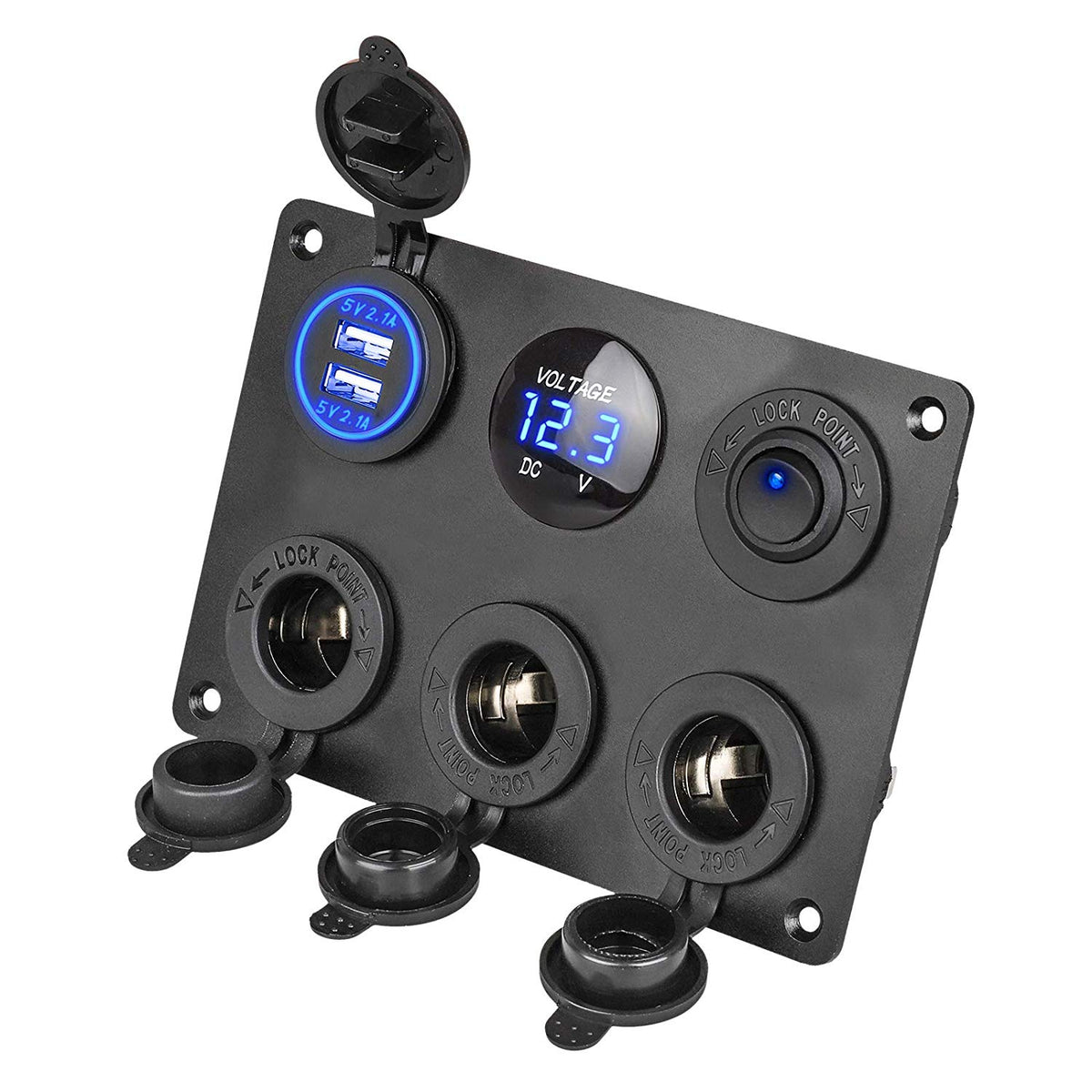 Linkstyle 12V Cigarette Socket Panel, 3-Scoket Cigarette Lighter Split ...